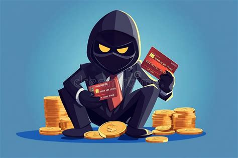 Cybercriminal Stealing Credit Card Information And Money Stock Illustration Illustration Of