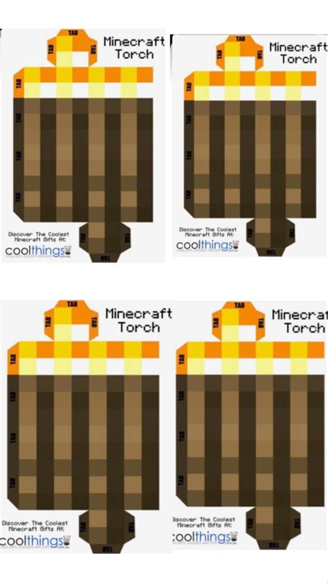 Minecraft 4 Antorchas Plantilla