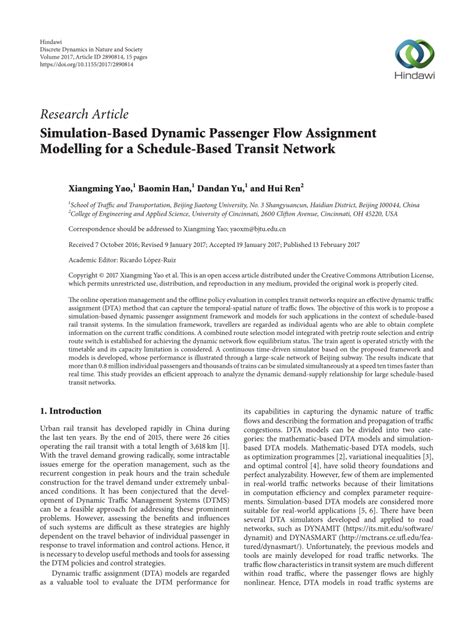 Pdf Simulation Based Dynamic Passenger Flow Assignment Modelling For