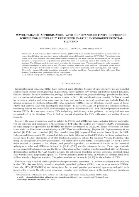 pdf wavelet based approximation with nonstandard finite difference