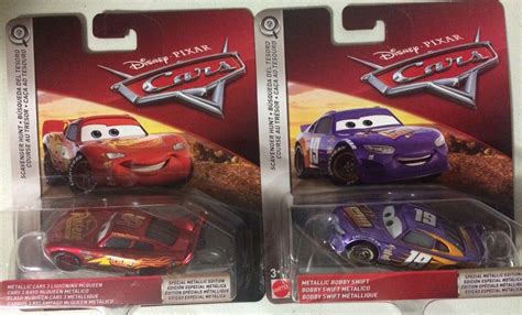 Disney Cars 3 Metallic Scavenger Hunt Lot Lightning Mcqueen And Bobby