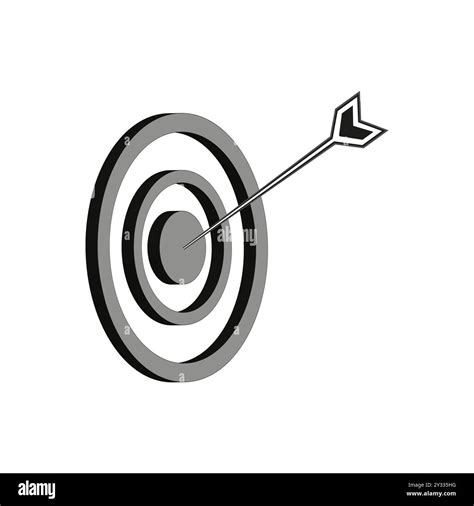 Target With Arrow Bullseye Symbol Precision Focus Icon Gray Concentric Circles Stock Vector