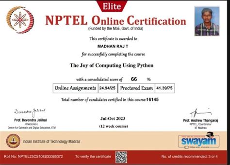 Madhan Raj On Linkedin Python Nptel Swayam Pythonprogramming Pythoncourse