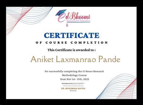 Aniket Pande on LinkedIn: Successfully completed the Research Methodology course.