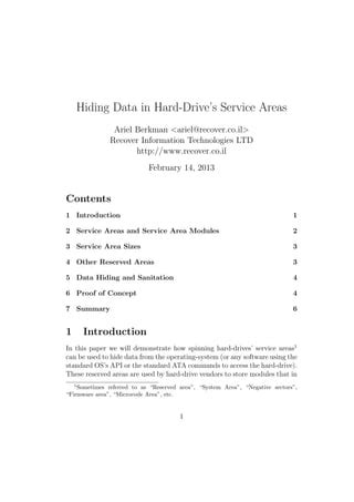 Hiding Data In Hard Drives Service Areas PDF