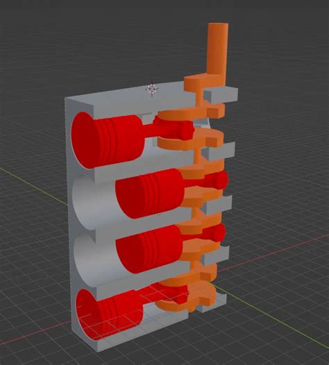 In Line 4 Piston Engine Model By Xris Kava Download Free Stl Model