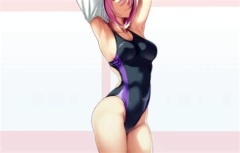 Wallpaper Girl Sexy Wet Cleavage Pink Hair Boobs Anime Beautiful