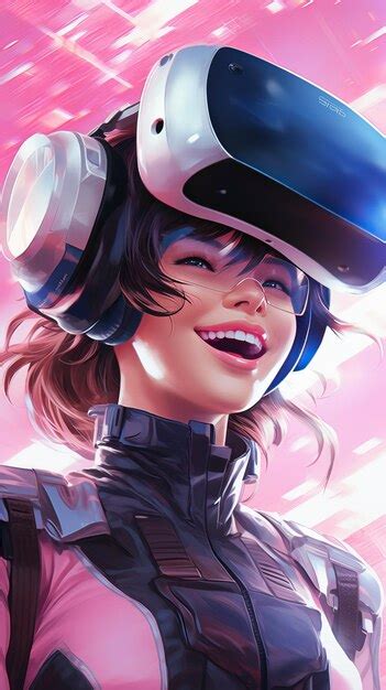 Premium Photo Beautiful Anime Girl Wearing Vr Glasses Headset