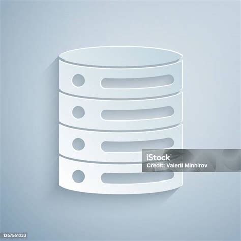 Kağıt Kesme Server Veri Web Hosting Simgesi Gri Arka Plan Üzerinde