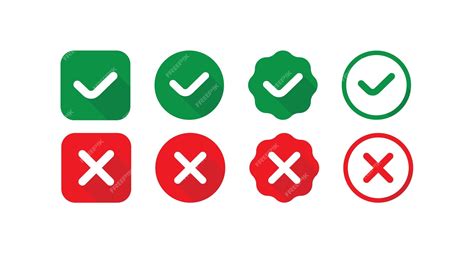 Зеленая галочка и красный неправильно Премиум векторы
