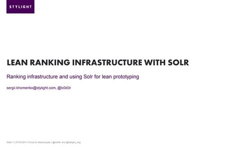 lean ranking infrastructure with solr ppt