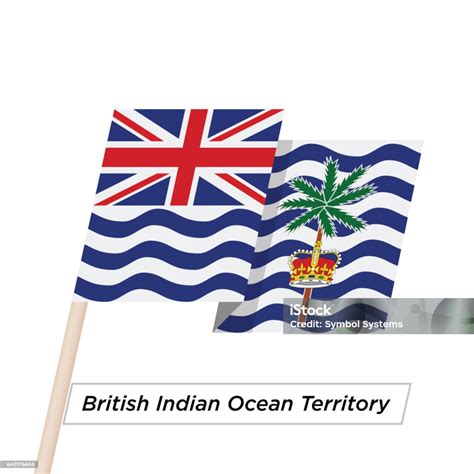 British Indian Ocean Territory Ribbon Waving Flag Isolated On White