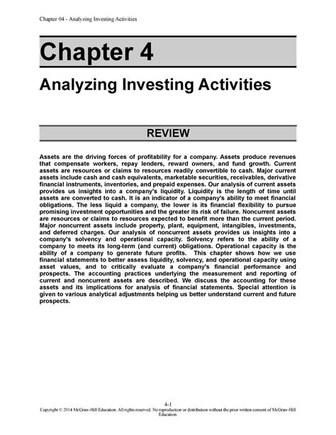 Financial Statement Analysis Smchap 004 Chapter 4 Analyzing Investing