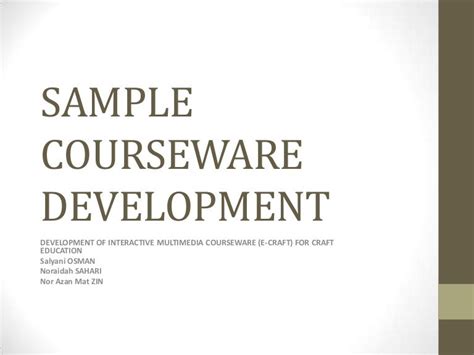 Sample Courseware Development