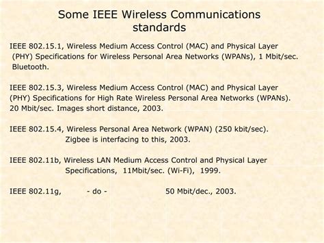 PPT Context Aware Mobile Systems Some IEEE Wireless Communications Standards And PowerPoint