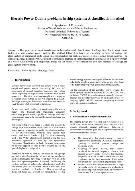 Pdf Electric Power Quality Problems In Ship Systems A Classification Method