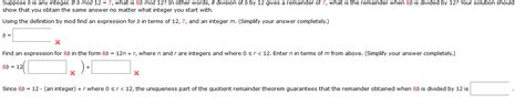 Solved Suppose Bis Any Integer If B Mod 12 7 What Is 8b Chegg Com