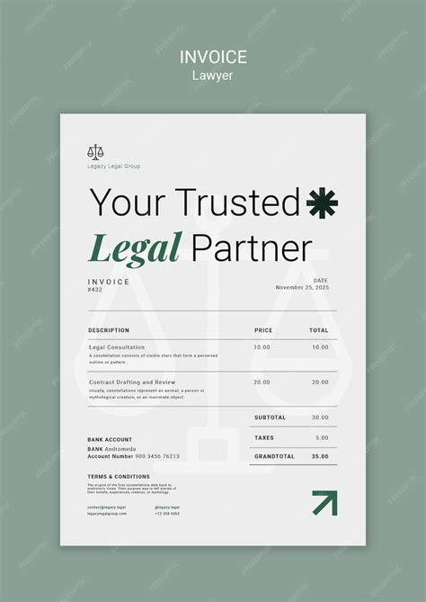 Free Psd Lawyer Invoice Template Design