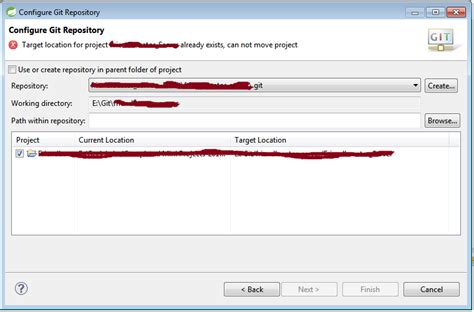 Eclipse Target Location For Project Already Exists Can Not Move