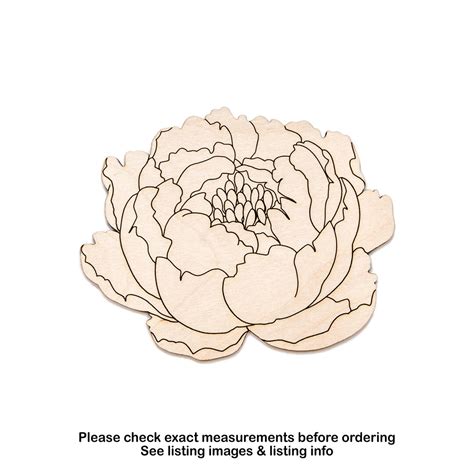 Peony Flower Detail Wood Cutout Wood Floral Decor Various Sizes Diy