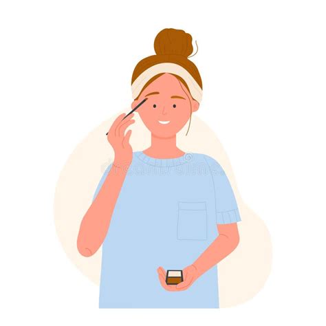 Girl Drawing Her Eyebrows Stock Vector Illustration Of Style