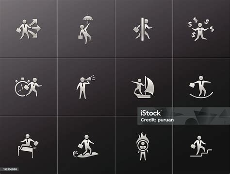 Metallic Icons Businessman Stock Illustration Download Image Now