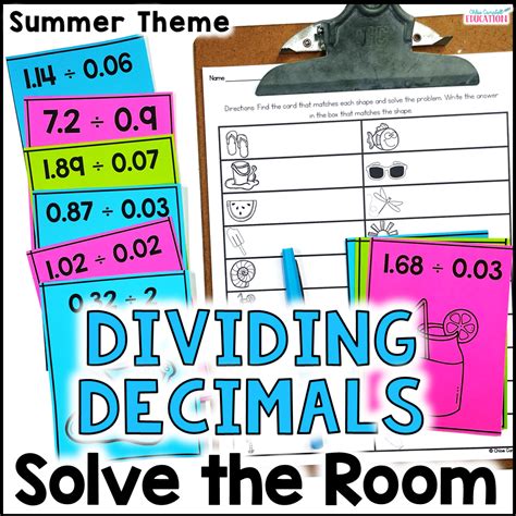 Dividing Decimals Activity Solve The Room Summer Math Center