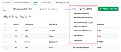 Mailing List Options