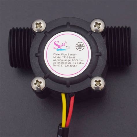 Water Flow Sensor Sea Yf S201 Flowmeter G1 2 1 30l Min Black For Industrial Line Size