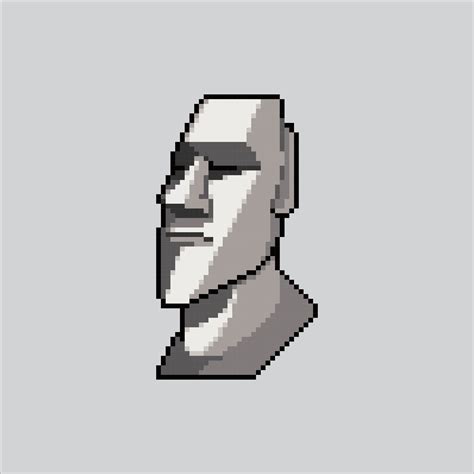Pixel Art Illustration Moai Stone Pixelated Stone Head Moai Stone