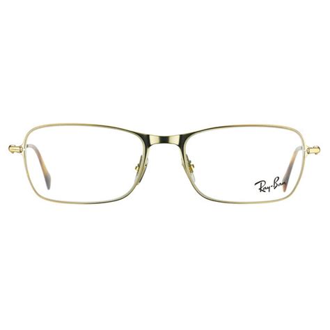 Ray Ban Rectangular Semi Shiny Gold Mens Glasses Frames