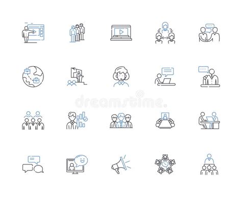 Social Media Consultants Line Icons Collection Strategy Engagement