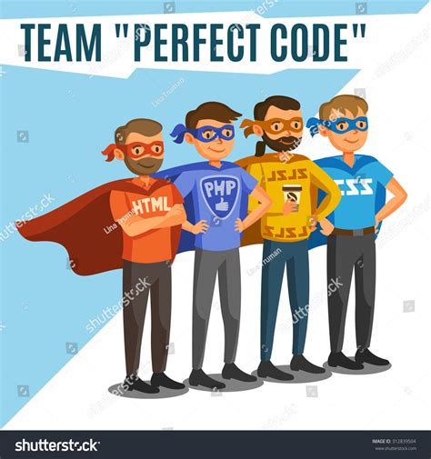 Programmers Developers Process Coding Teamwork Programming Stock Vector