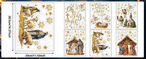 Ccinee 6 Sheets Christmas Nativity Window Clings For Glass