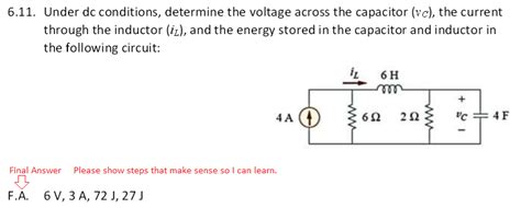 Solved Under Dc Conditions Determine The Voltage Across Chegg Com