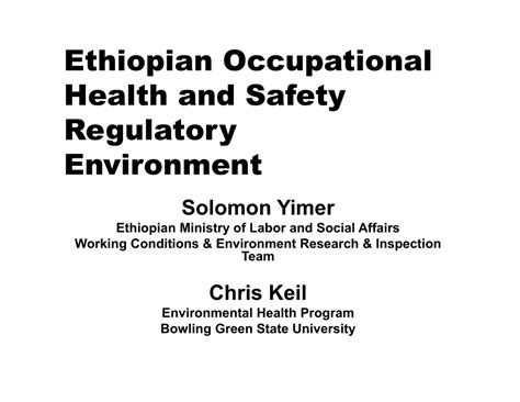 (PDF) 78. Ethiopian Occupational Health and Safety Regulatory Environment