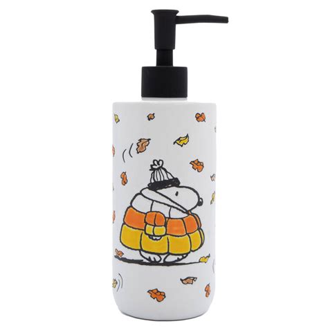 R Squared Peanuts Snoopy Candy Corn Puffer Coat Ceramic Soap Dispenser Kitchen Accessories
