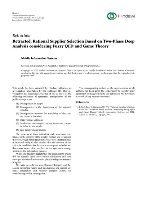 Pdf Retracted Rational Supplier Selection Based On Two Phase Deep