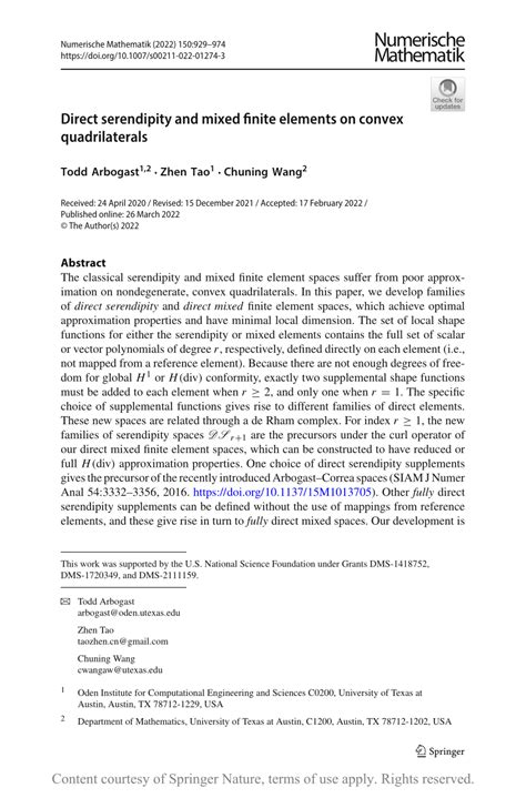 Pdf Direct Serendipity And Mixed Finite Elements On Convex Quadrilaterals