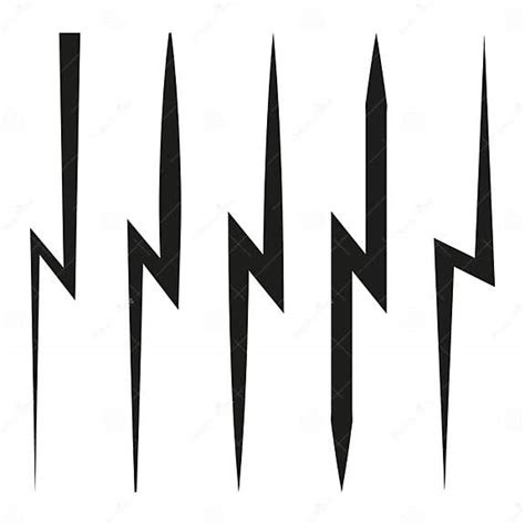 Abstract Lightning Bolt Set Sharp Black Zigzag Shapes Geometric Jagged Designs Minimalist