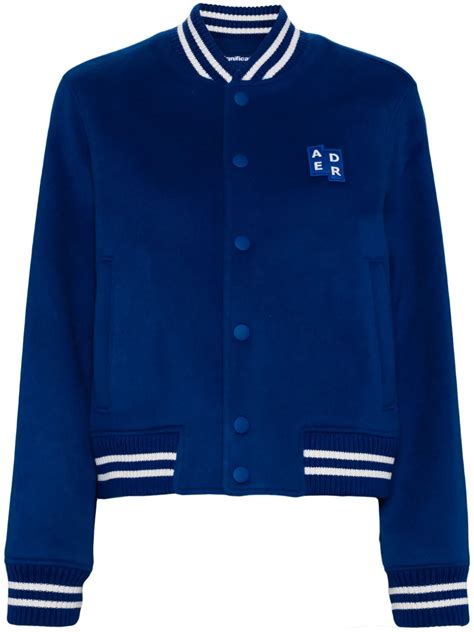 Ader Error Trs Tag Varsity Jacket Blue Farfetch