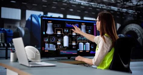 Young Female Engineer Operates Scada System Stock Image Image Of Caucasian Operator 360035977