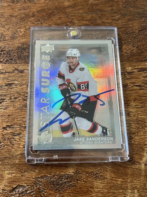 Jake Sanderson Ip Signed Upper Deck Star Surge Card Jsa Coa Senators