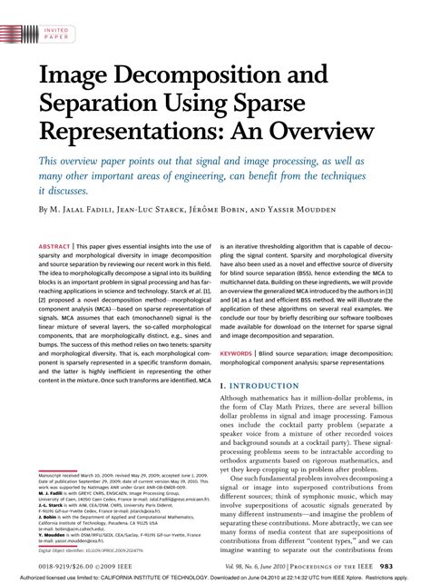 Pdf Image Decomposition And Separation Using Sparse Representations
