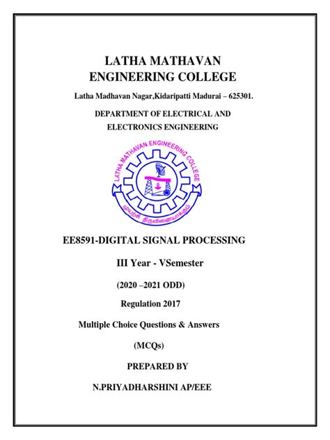 Multiple Choice Questions For Digital Signal Processing Pdf