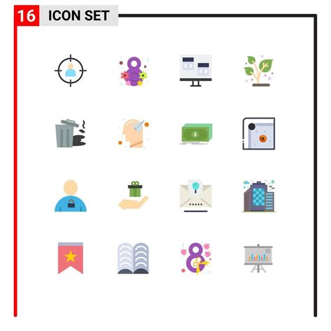 Editable Vector Line Pack Of 16 Simple Flat Colors Of Plant Leaf Women Celebrate Grow Develop