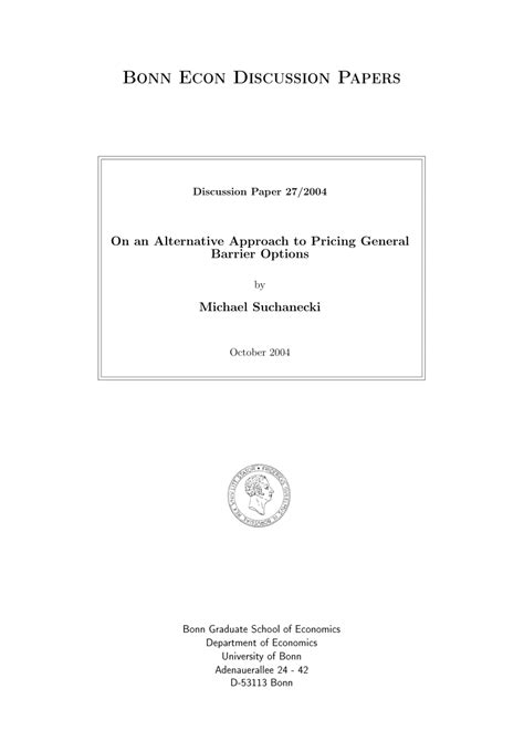 Pdf On An Alternative Approach To Pricing General Barrier Options