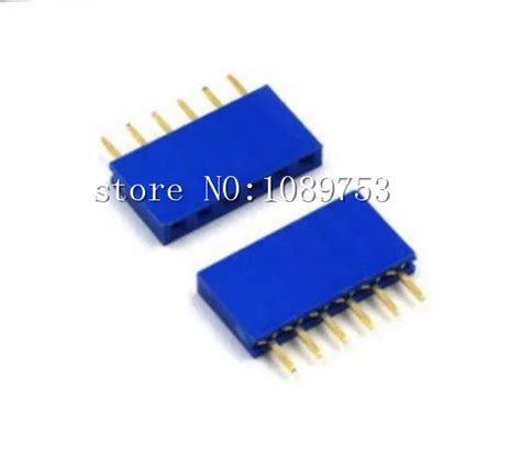 50Pcs Blue 2 54mm 6pin 6p Dip Single Row Female Pin Header Connector For DIY In Connectors From