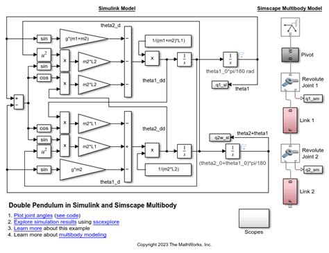 double pendulum in simulink and simscape multibody matlab and simulink