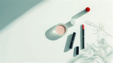 A Wellorganized Collection Of Lipstick Makeup Brushes And Powder